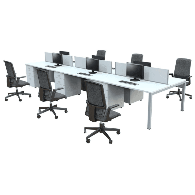 ️Mesa Bench para oficina Alfa 6 puestos Coworking Aulamobel
